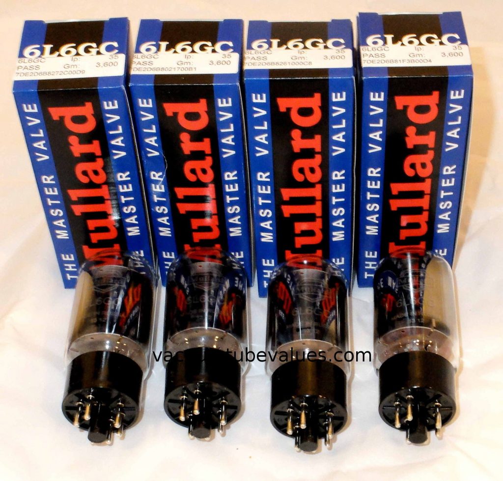 Mullard Platinum Matched Quad 6L6 6L6GC Tubes - Vacuum Tube Values
