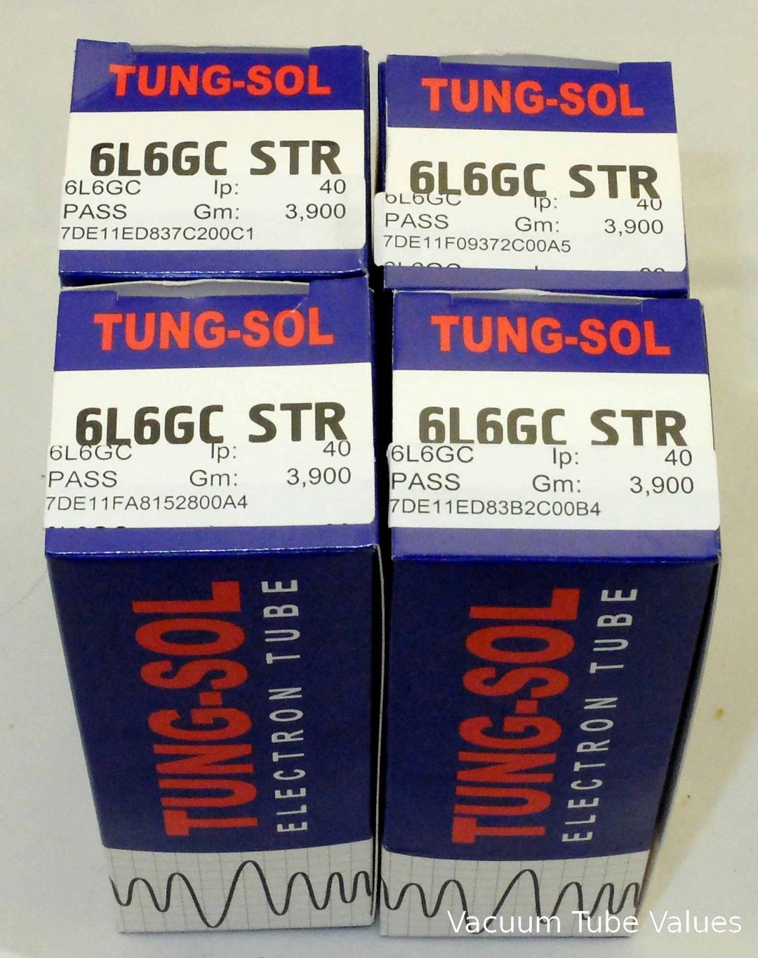 Tung-Sol Factory Platinum Matched QUAD (FOUR) 6L6GC STR Power Tubes - Vacuum Tube Values
