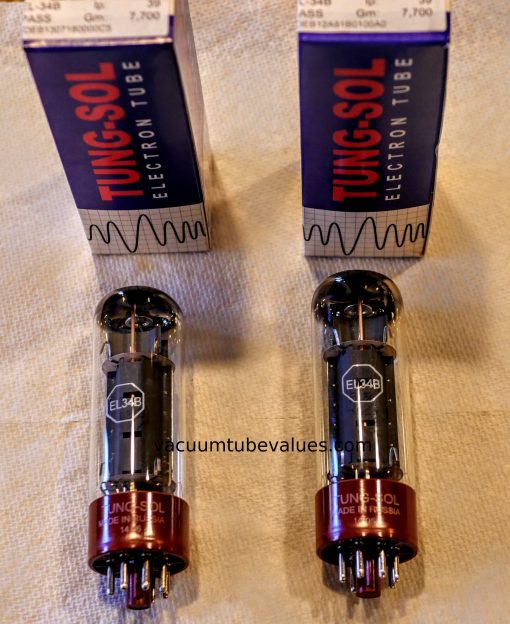 Tung-Sol PAIR Factory Platinum Matched EL34B 6CA7 Tubes - Vacuum Tube Values