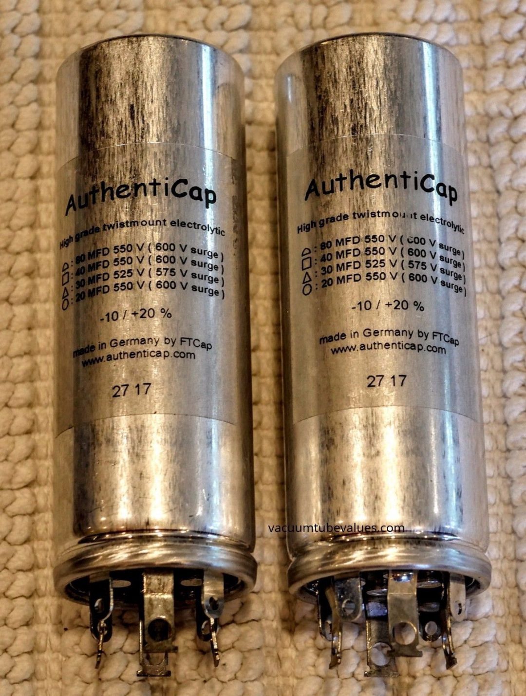 TWO 80-40-30-20 MFD 550V Twist Lock Capacitor Authenticap KTL-25 ...