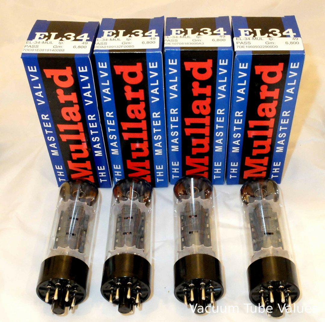 Mullard Platinum Factory Matched QUAD EL-34 EL34 6CA7 tubes - Vacuum Tube Values